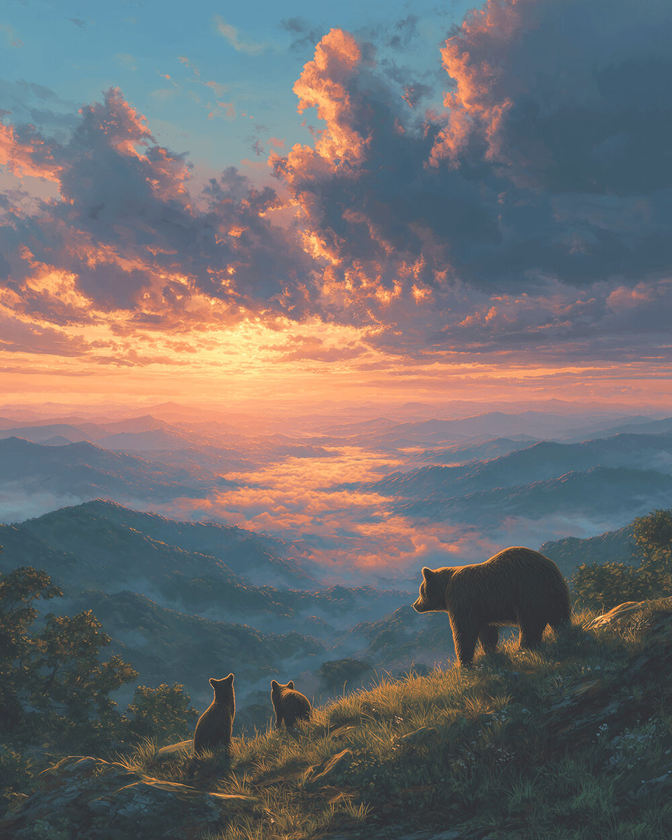 Paint by Numbers - Bear on the Hillside at Dusk – Happyforart.com