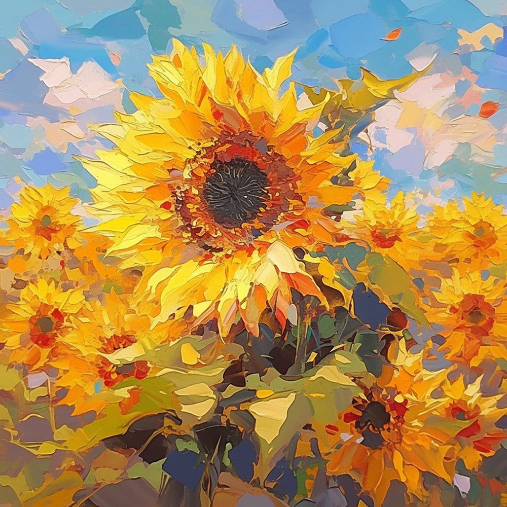 Paint by Numbers Brilliant Sunflower Bush – Happyforart.com