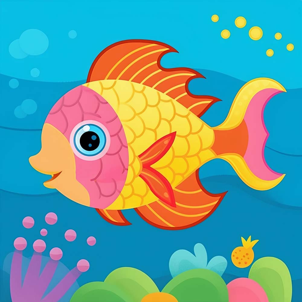 Paint by Numbers for Kids Cartoon Fish – Happyforart.com