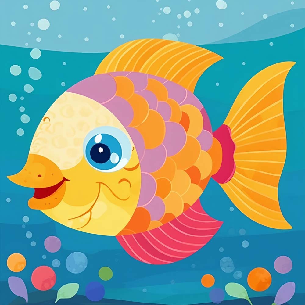 Paint by Numbers for Kids - Cartoon Fish – Happyforart.com