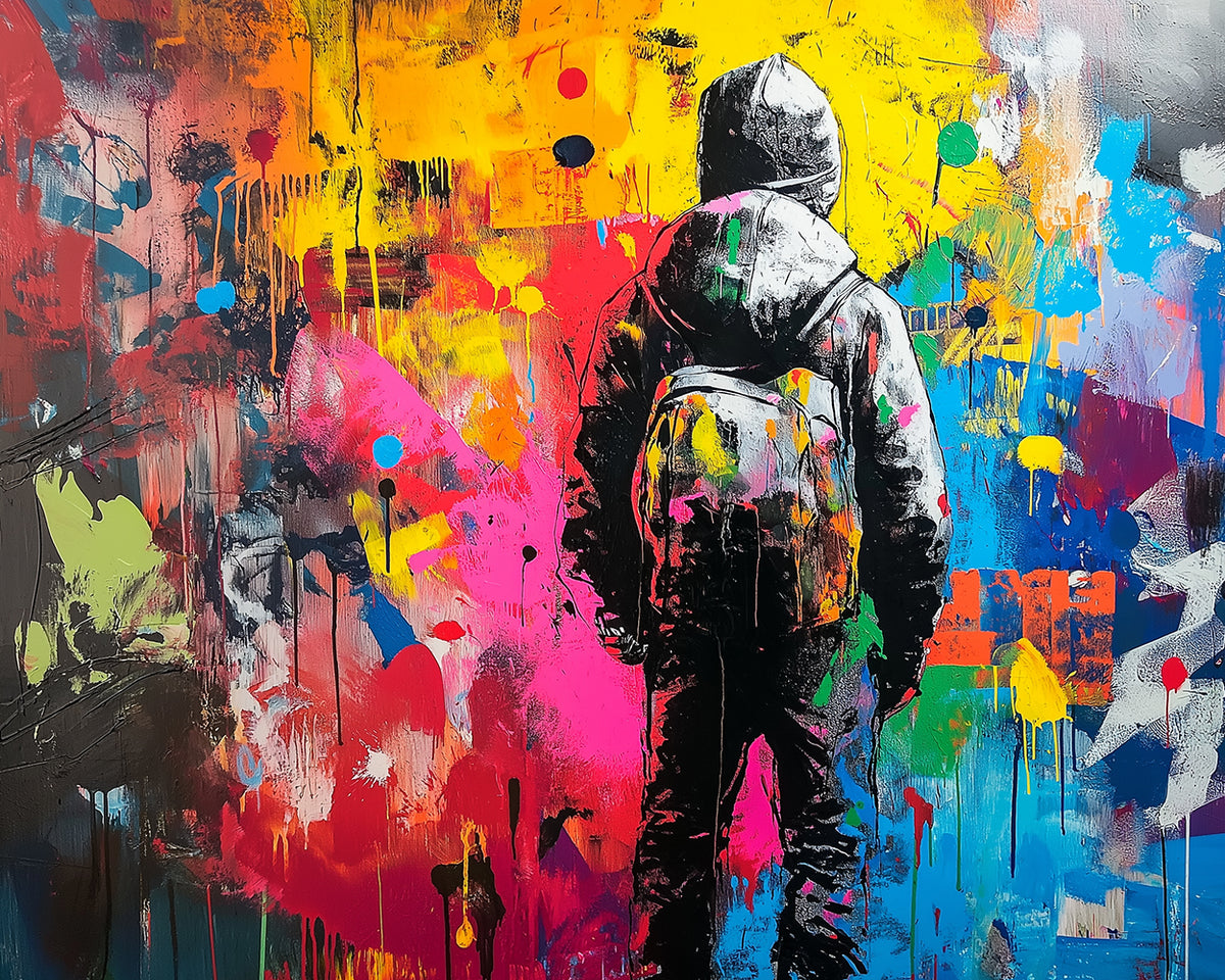 Colorful Graffiti and Man Carrying Backpack Paint by Numbers ...