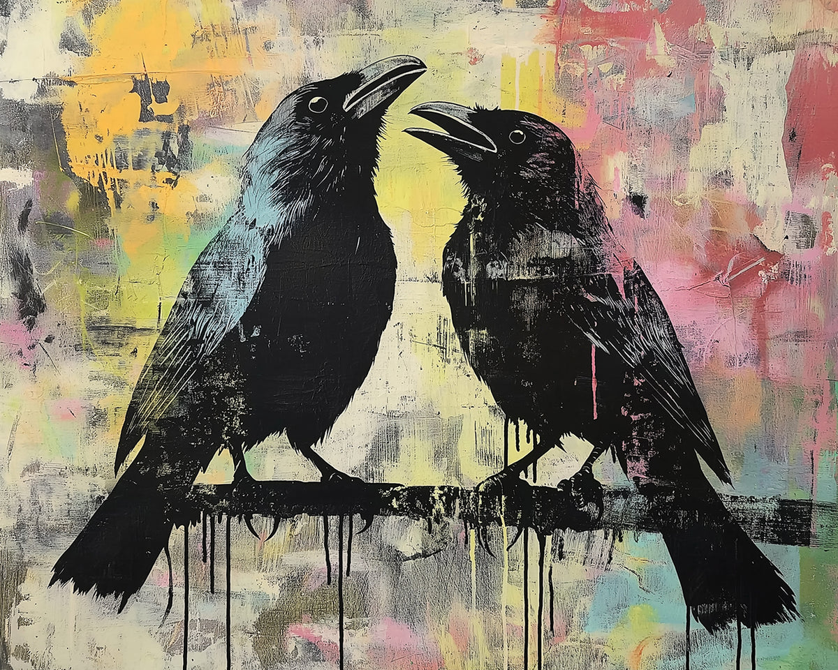 Paint by Numbers Graffiti Black Crow Couple – Happyforart.com