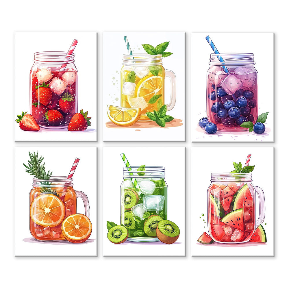 Mini Paint by Numbers - Iced Fruit Drinks 6 Pieces – Happyforart.com
