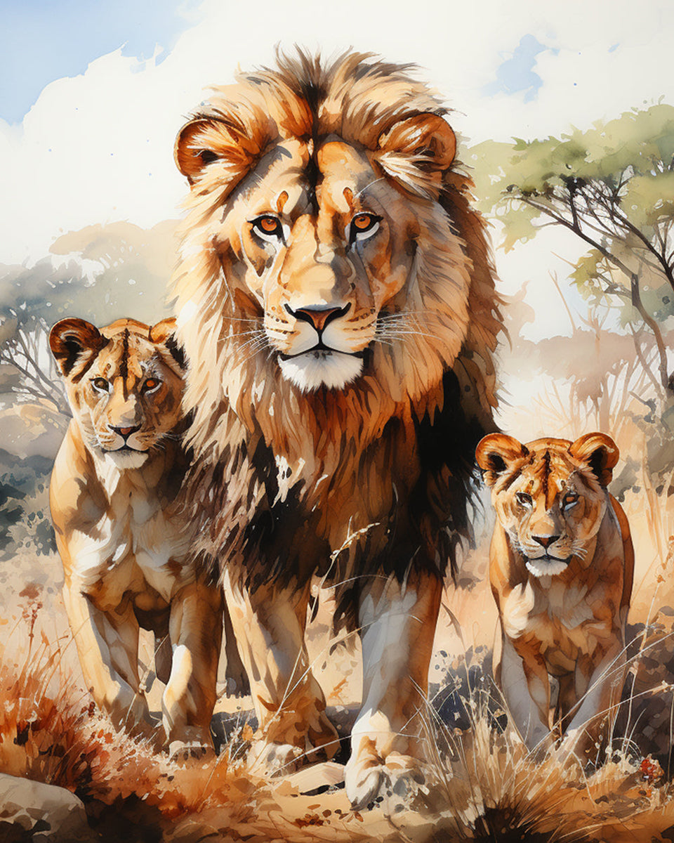 Paint by Numbers Lion Family of Three – Happyforart.com