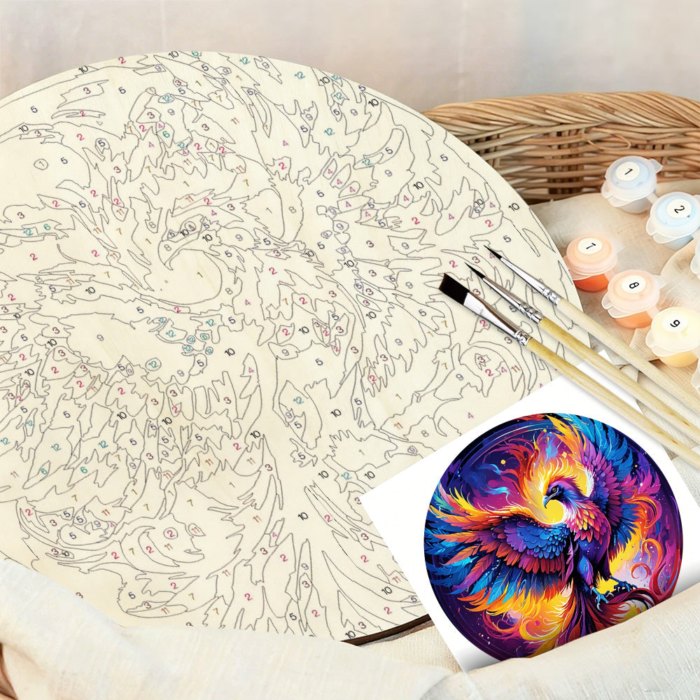 A Magnificent Phoenix Reborn from the Ashes - Paint by Numbers on Wood ...