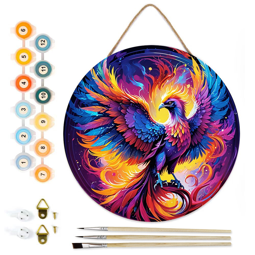 A Magnificent Phoenix Reborn from the Ashes - Paint by Numbers on Wood ...