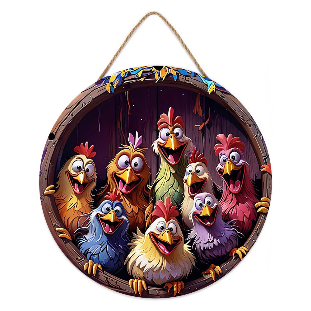 Colorful Roosters Singing Happily - Paint by Numbers on Wood Slice ...