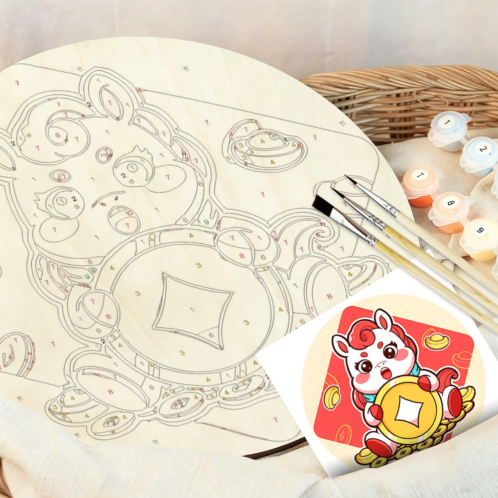 Copper Coins of the Year of the Horse - Paint by Numbers on Wood Slice ...