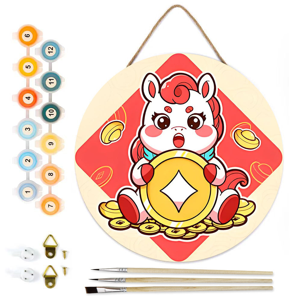 Copper Coins of the Year of the Horse - Paint by Numbers on Wood Slice ...