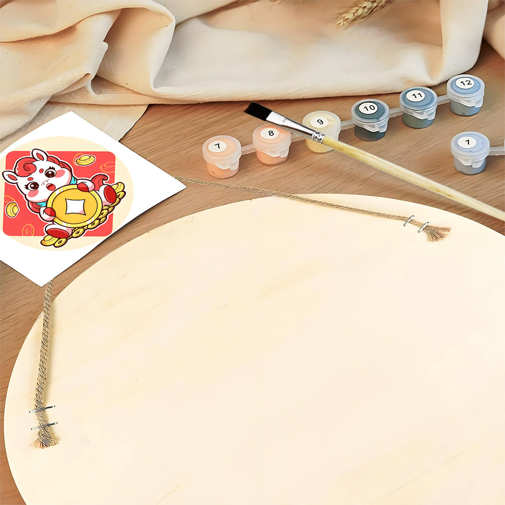 Copper Coins of the Year of the Horse - Paint by Numbers on Wood Slice ...