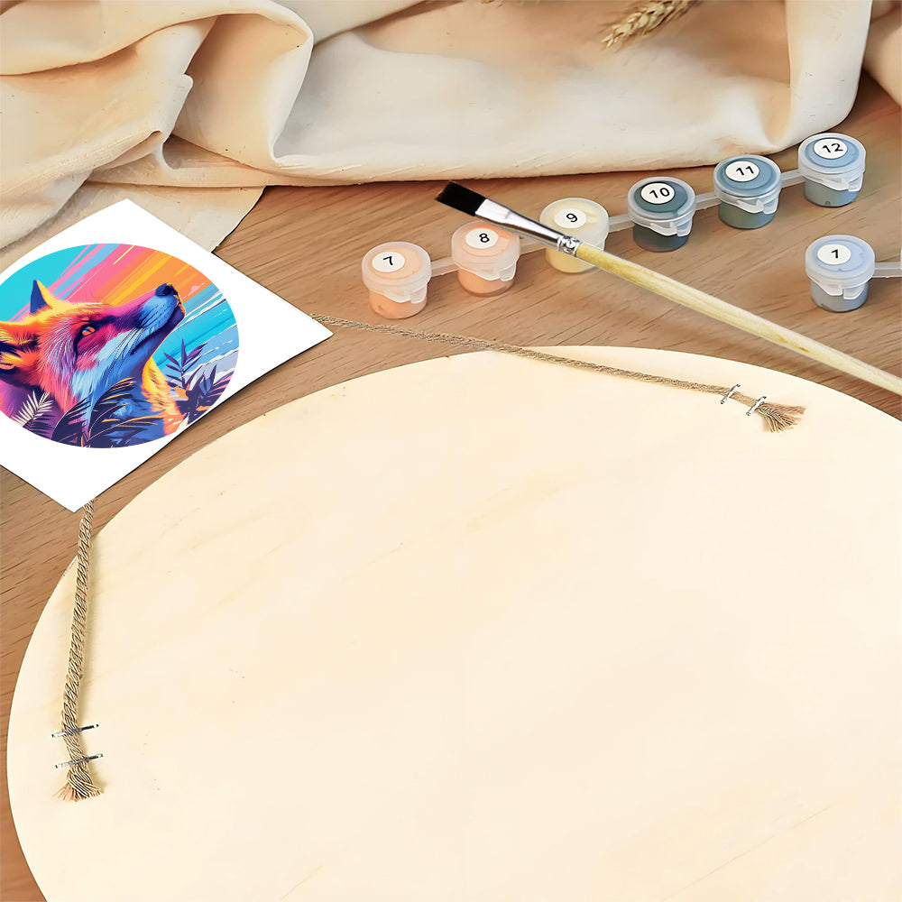 The Wolf is Full of Hope - Paint by Numbers on Wood Slice – Happyforart.com