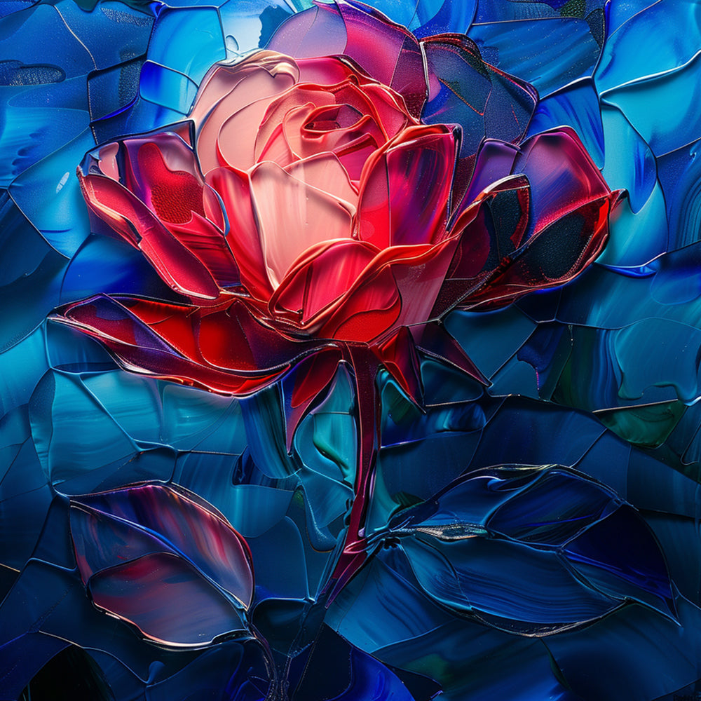 Paint by Numbers Passionate Red and Blue Rose – Happyforart.com