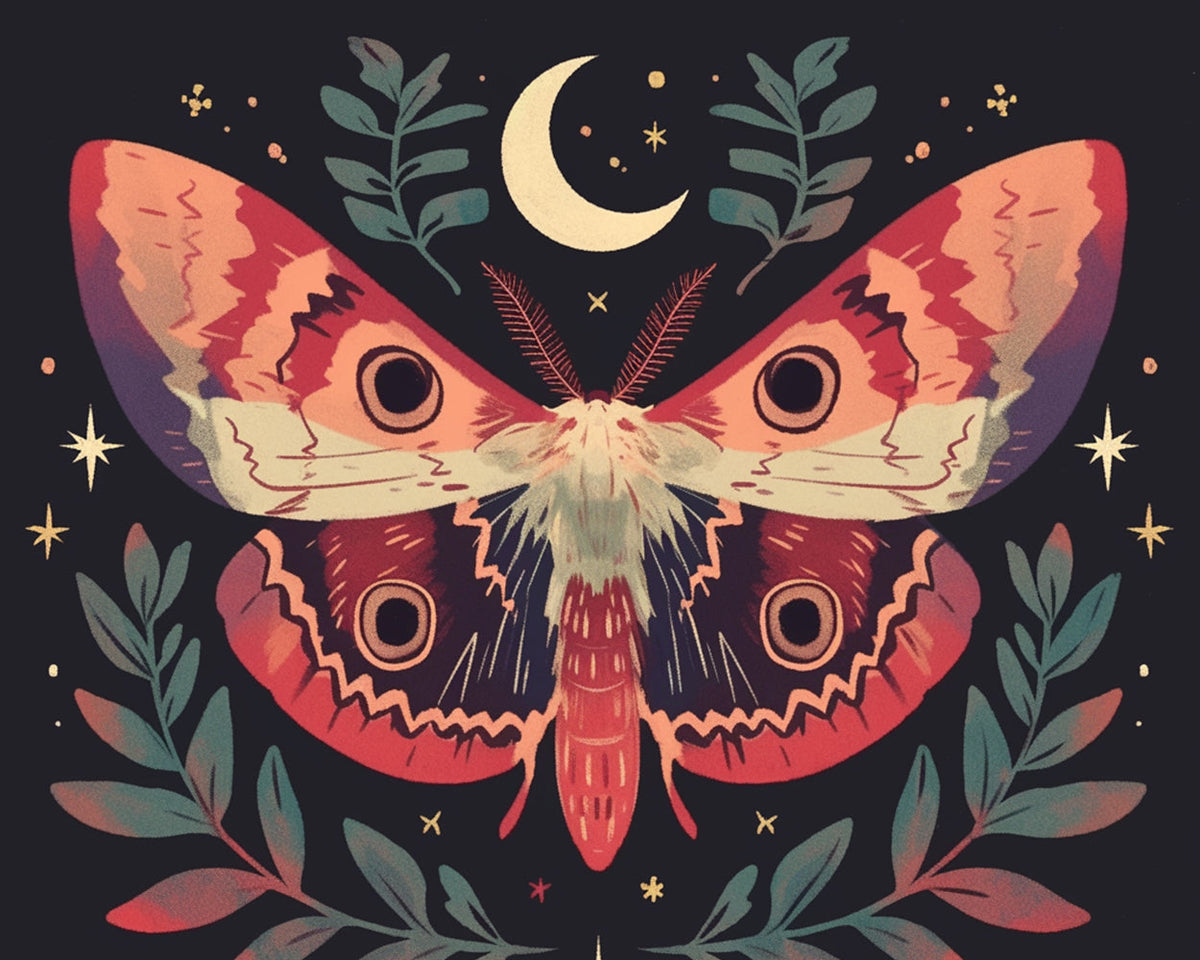 Paint by Numbers Red Flying Moth – Happyforart.com