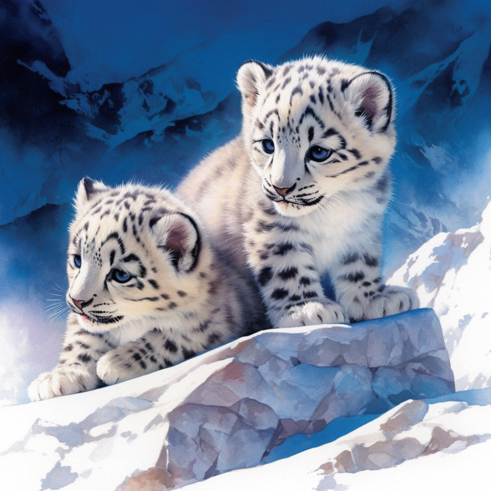 Paint by Numbers Two Little Leopards on the Rock – Happyforart.com