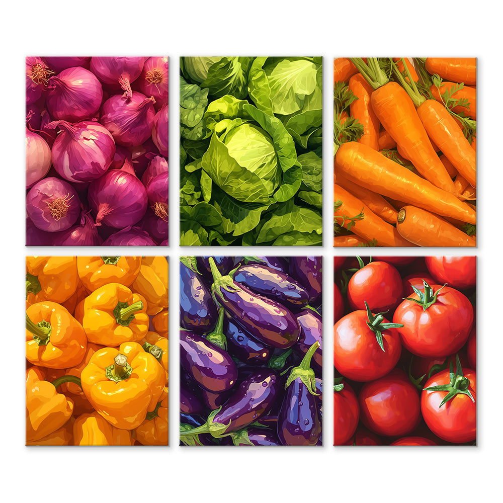 Paint by Numbers Mini - Various Fresh Vegetables 6 Pieces – Happyforart.com